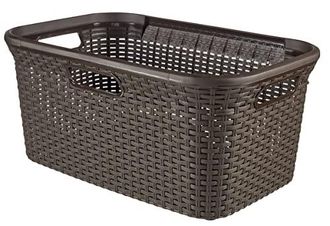 Curver Panier à Linge 45L Style -Bac à Linge Propre et Sale - Aspect Rotin Texturé - Bonne Aération - Poignées Ergonomiques - Corbeille pour Salle de Bain ou