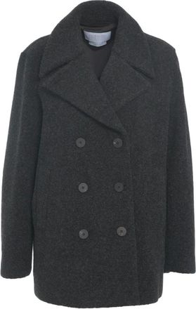 Harris Wharf London Femme, Manteaux, Noir, Taille: 38 FR Manteau de luxe en bouclé Grigio Aw25