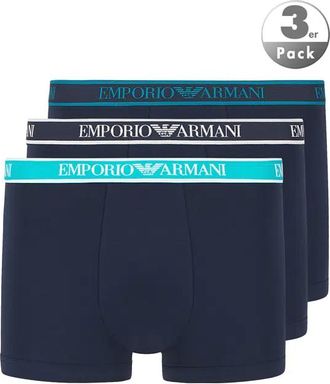 Emporio Armani Herren Trunks blau Baumwolle & Mix unifarben