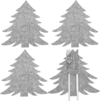 Valiclud 16-St&uuml;Ck Weihnachten Bestecktasche Weihnachtsbaum Besteckhalter grau Tannenbaum Besteckbeutel 16pcs Filz Christbaum Besteckh&uuml;lle Messer Geschirr Tasch