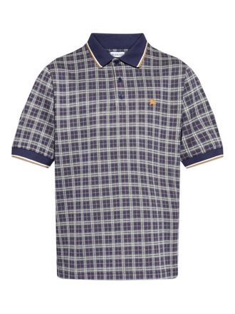 Burberry Pelham check-pattern logo-detail polo shirt - Bleu
