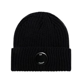 C.P. Company Extrafine Merino Wool Lens Beanie - - Accessories - Herren - Blau - ONE SIZE