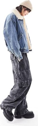 Mango Capsule - Veste en jean et imitation peau de mouton - Bleu moyen