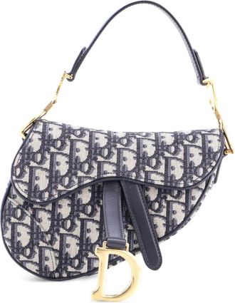 Dior Mini Oblique Schultertasche aus Canvas - Blau