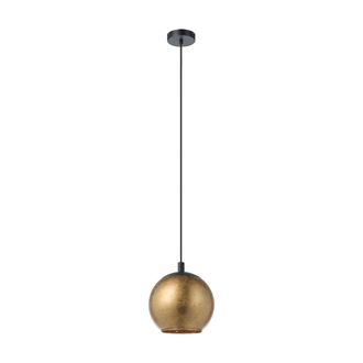Eglo H&auml;ngelampe Alabraccin, Pendelleuchte Esstisch, H&auml;ngeleuchte aus Metall in schwarz und Glas in gold, Esszimmerlampe h&auml;ngend, E27 Fassung, &Oslash; 27 cm