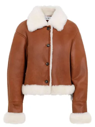Loewe veste en peau lain&eacute;e - Marron