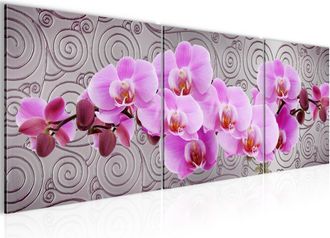 Runa Art Bilder Blumen Orchidee 120 x 40 cm 3 Teilig Wandbild auf Vlies Leinwand Violett Grau Mehrteilig Modern 204033b