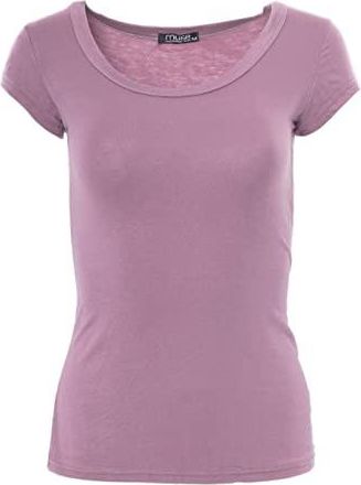 Easy Young Fashion T-shirt - Uni - Col Rond - Femme - Rouge - 38