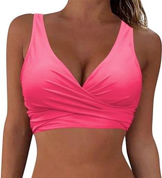 Generic Haut De Maillot De Bain pour Femme Push Up Sexy Hauts De Bikini Bretelles Chic Curvy Col en V Hauts De Maillots R&eacute;glables Soutien Gorge Swimsuit Tops 