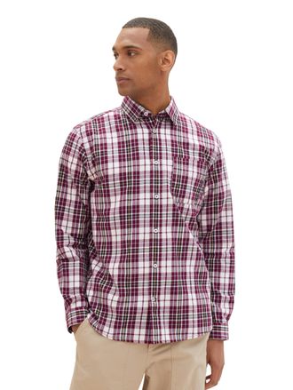 Tom Tailor Herren 1038778 Hemd, 35157-Tawny Port Red Check, Small