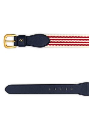 Valentino Garavani Mens Embroidered Fabric Belt Biancorossoworker Cinture