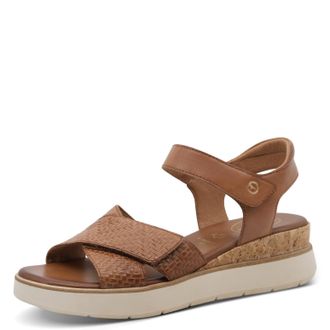 Tamaris Comfort Damen Sandalen flach aus Leder mit Klettverschluss, Braun (Nut), 41 EU