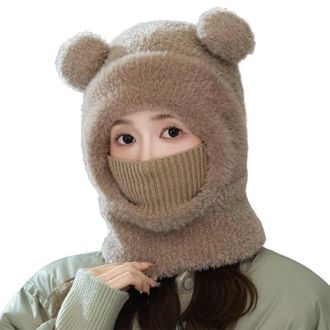 Generic Bonnet dhiver 3 en 1 avec &eacute;charpe et masque, coupe-vent et chaud, kaki, M