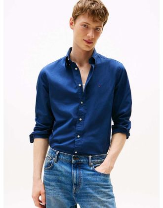 Tommy Hilfiger Th Flex - Chemise classique en popeline - Bleu fonc&eacute;