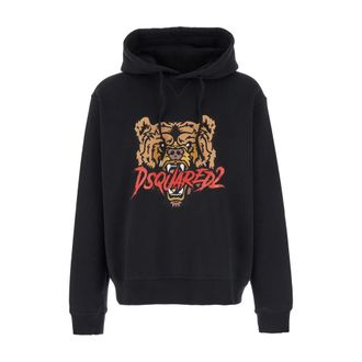 Dsquared2 Schwarzer Hoodie mit Kordelzug und Logo - - Sweatshirts & Hoodies - Herren - Schwarzk - M