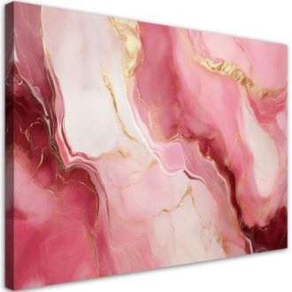 Feeby Tableau d&eacute;co Marbre Rose Pierre El&eacute;ments Or 90x60