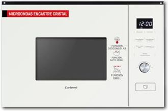 Corbero Corberó CMICM20GLWINTEG Mikrowelle 20 Liter, weißes Glas, Leistung 800 W, Auto Menü, Auftauen, Grill, 5 Leistungsstufen, Touch-Steuerung, Timer 95 min