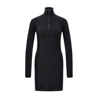 Courr&egrave;ges Merinowoll Minikleid mit Stehkragen - - Dresses - Damen - Schwarzk - XS