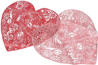 Hemobllo 2 St&uuml;ck Herzf&ouml;rmige PVC Platzsets Abwaschbar f&uuml;r K&uuml;chentisch und Esstisch rutschfeste Tischunterlage zum Valentinstag Dekoratives Platzdeckchen f&uuml;r He