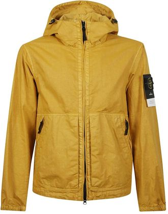 Stone Island Homme, Vestes, Jaune, Taille: M Hooded Full Zip Drawcord Jacket
