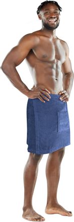 Normani Saunakilt Saunatuch für Herren 100% Bio Baumwolle mit praktischem Schnellverschluss Oeko-Tex 100 Farbe Marine
