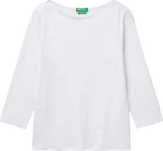 Benetton Damen M/L 37ujd109x T-Shirt, Weiß, Medium