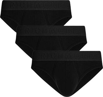 John Richmond Homme, Sous-v&ecirc;tements, Noir, Taille: M Tripack Slip Vita Bassa in Cotone Pettinato