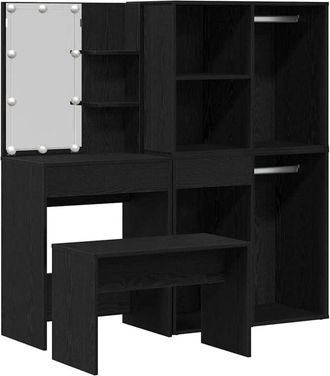 vidaXL Vidaxl - Ensemble de Coiffeuse avec tiroir 2 pcs Noir 140 x 40 x 140 cm