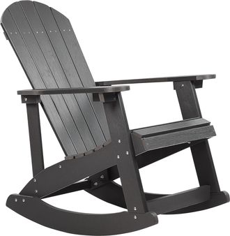 Beliani Muskoka Garten-Schaukelstuhl dunkelgrau mit Breiten Armlehnen modern Adirondack