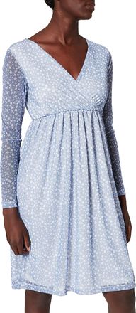 NA-KD Damen Recycled Wrap Mesh Dress Kleid, Weiß/Blumen, 40 EU