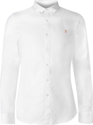 Farah Button-Down-Hemd f&uuml;r Herren, Oxford-Stil, Lang&auml;rmlig (Wei&szlig;)