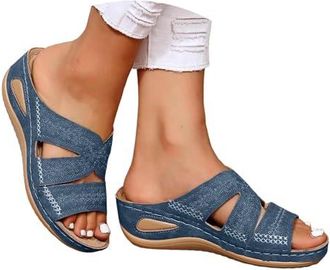Generic Sandales compens&eacute;es orthop&eacute;diques pour femme 2026, bout ouvert plat, soutien de la vo&ucirc;te plantaire, pantoufle d&eacute;t&eacute; habill&eacute;e pour femme, large largeur,