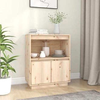 vidaXL Vidaxl - Buffet en bois massif de pin 60x34x75 cm - Stable et robuste - Espace de rangement pour livres et appareils multim&eacute;dia