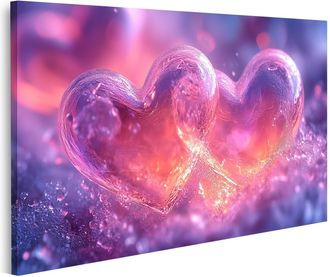 Islandburner Prime Bild auf Leinwand Leuchtende Herzen im magischen Licht für Wohnzimmer Romantiker Wellness-Spa Bilder Wandbilder Poster