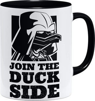 OM3 Join-The-Duck-Side Parody Kaffee-Tasse - Keramik Becher - 11oz 325ml - Beidseitig Bedruckt - Schwarz