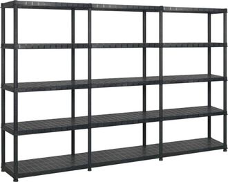 vidaXL Tagère de rangement 5 niveaux Noir 274,5x45,7x185 cm Plastique