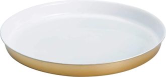 JACK Serviertablett Servierteller Servierplatte Dekotablett Kerzentablett | Edelstahl | Goldfarben | Weiß | Ø 30 cm x H 3 cm