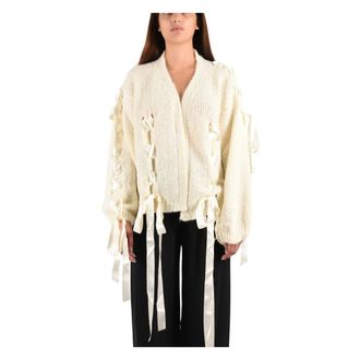 Meimeij Cardigan en laine - Femme - Pulls - Blanc - Taille: 40 FR