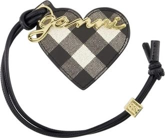 Ganni Schlüssel- & Taschenanhänger - Bou Heart Keyring - Leather - Black - Gr. unisize - in Schwarz - für Damen