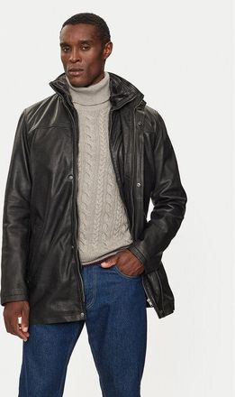 Serge Pariente Lederjacke Parka Orio Schwarz Regular Fit