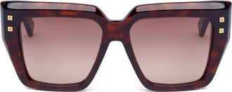 Balmain lunettes de soleil géométriques à détails de clous - Marron