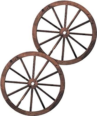Garneck 2 Pièces Décoration De Roue De Wagon Vintage Rustique Roue De Wagon Décor De Roue De Charrette En Bois Western Décorations De Fête Pour Bar Patio Gara