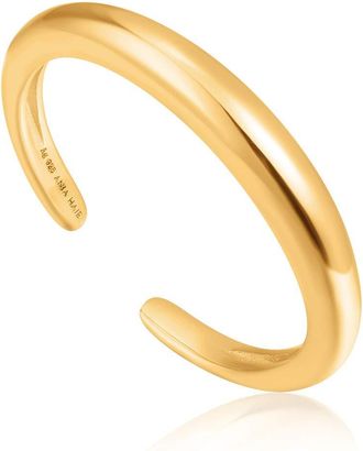 Ania Haie Verstellbarer Damen Ring Luxe Minimalism Band aus 925 Sterling Silber 14k vergoldet, EU Gr&ouml;&szlig;e: 54, inkl. Geschenkverpackung