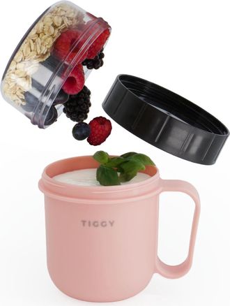 Homra TIGGY Joghurtbecher To Go 750ml Rosa - M&uuml;slibecher To Go - Kaffee To Go - Lunchbox Erwachsene - Strapazierf&auml;higer Kunststoff - BPA-frei - Mikrowellen-