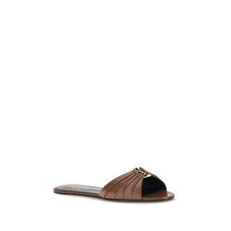 Saint Laurent Womens Brown Calf Leather Bos Taurus Mules