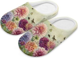 Coloranimal Chaussons de spa pour invit&eacute;s - Jetables et r&eacute;utilisables - Antid&eacute;rapants - Bout ferm&eacute;, Chrysanth&egrave;me., 35.5/36.5 EU