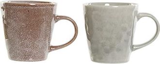 DKD Home Decor Becher Becher Becher braun grün Steinzeug (14 x 10 x 10,5 cm) (360 ml) (2 Stück) (Referenz: S3026096)