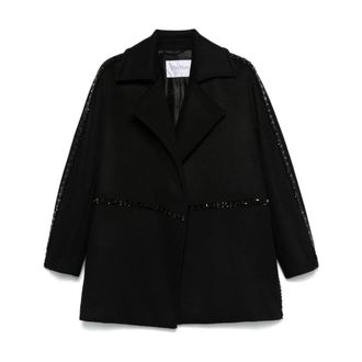 Max Mara Kristallverzierter Mantel aus Kamelhaar - - Jackets - Damen - Schwarzk - 3XS