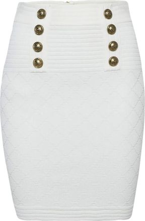 Balmain jupe en maille à boutons décoratifs - Blanc