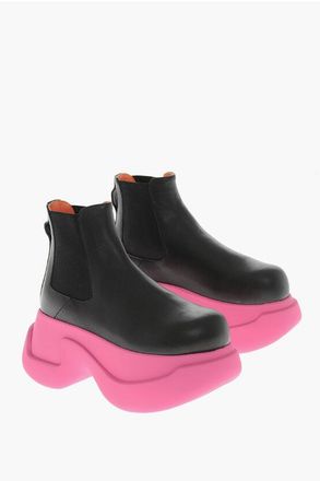 Marni Chelsea-Stiefeletten aus Leder mit 8 cm Chunky-Sohle Gr&ouml;&szlig;e 37